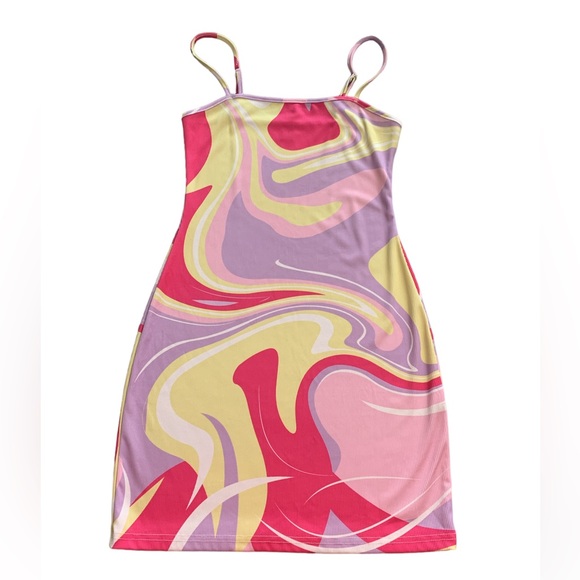 SHEIN | Dresses | Shein Barbie Pop Art Bodycon Pastel Ribbed Mini Dress ...